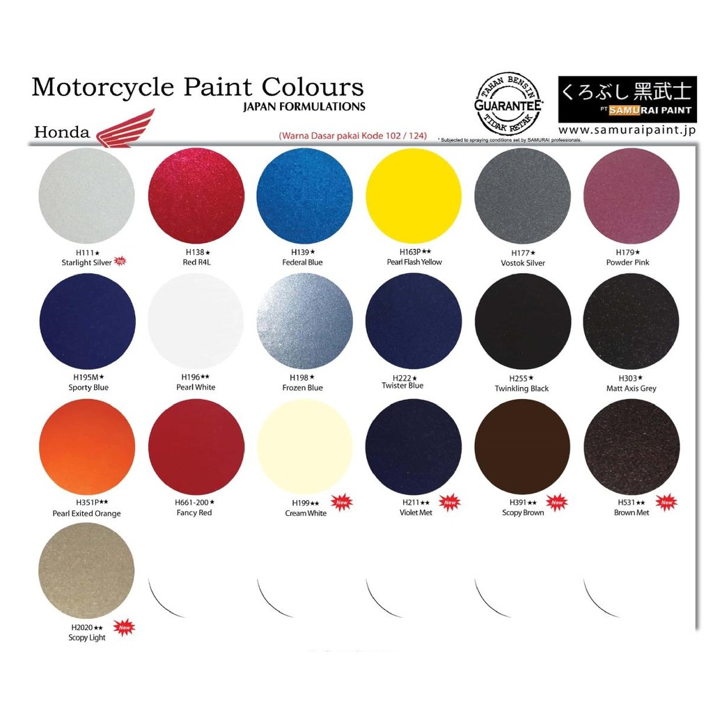 Samurai Paint - Honda Colors | Shopee Philippines