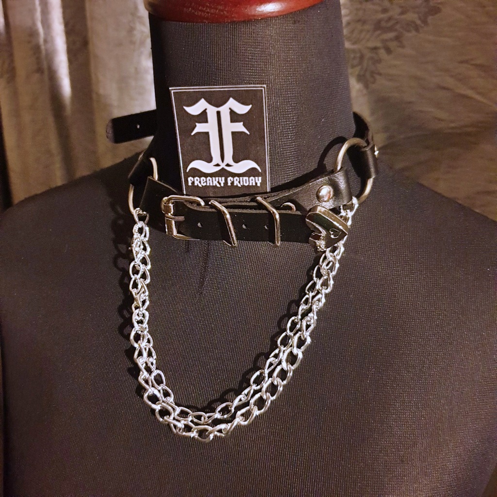 Gothic Punk Harajuku Eirene Heart Chain Leather Choker | Shopee Philippines