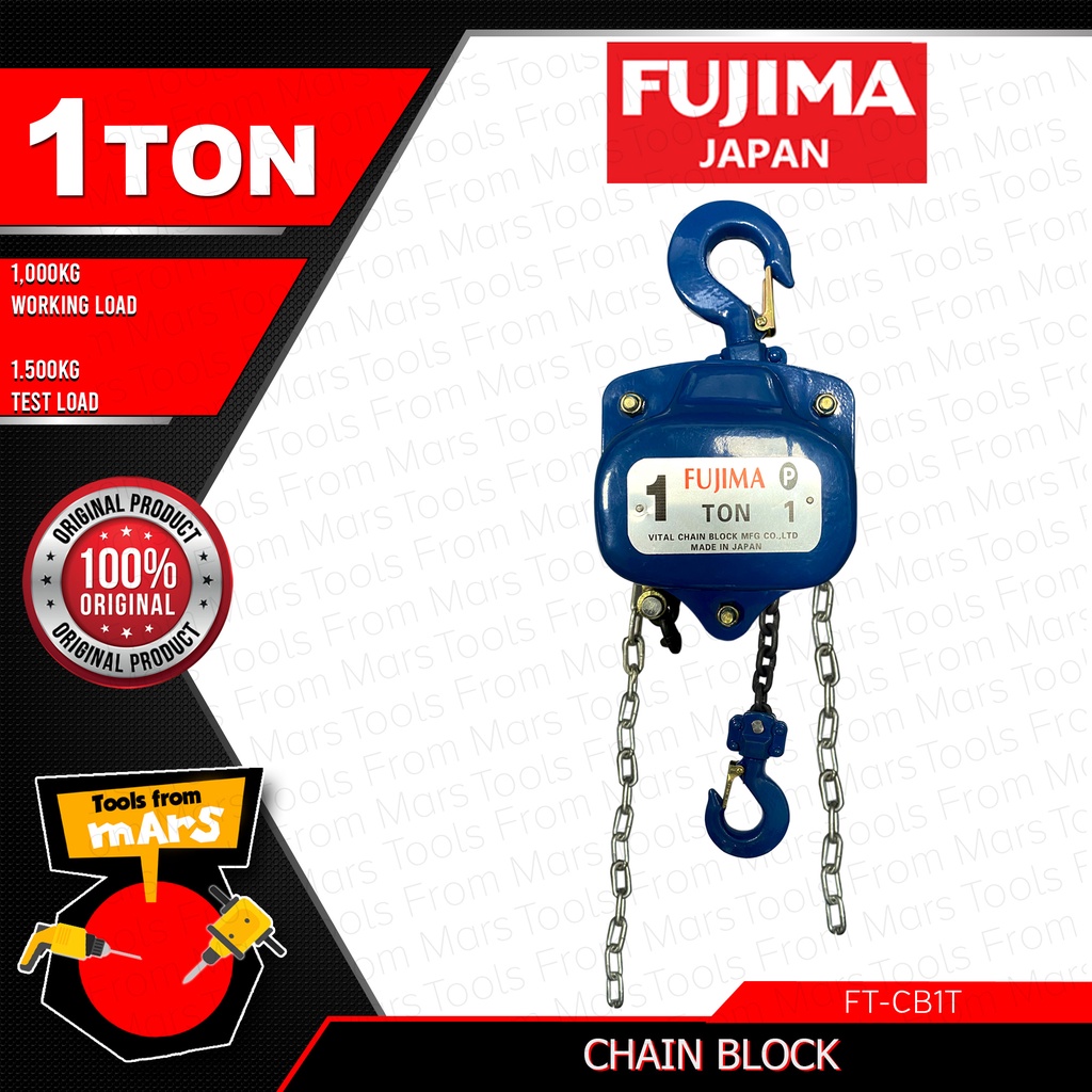 FUJIMA JAPAN High Quality Heavy Duty Chain Block 1 TON 1000 Kg Working ...