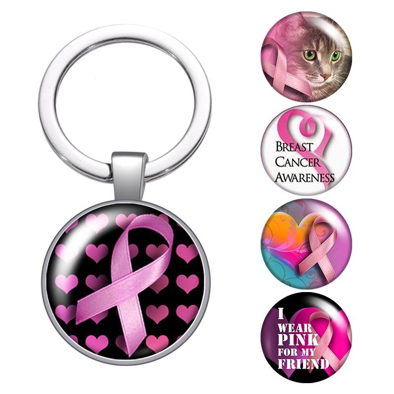 Pink ribbon Breast Cancer Awareness Hope keychain Bag Car key chain ...