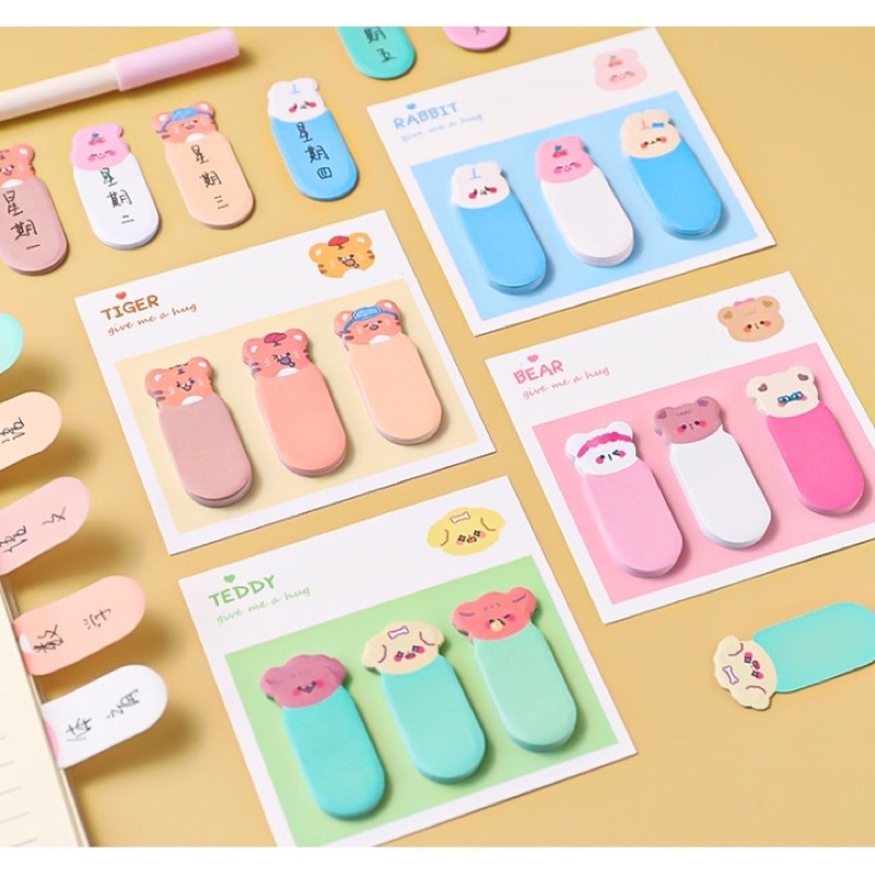 Sticky Notes Post-it 3 Rows Cute Animal Contains 60 Sheets Of Cute ...