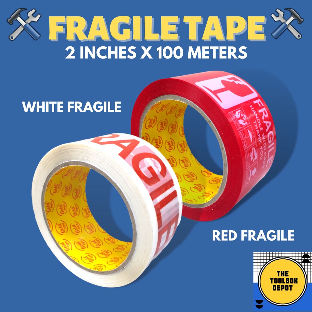 Fragile Packaging Tape 100 Meters x 2 inches (Width)White or Red ...