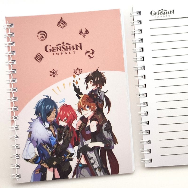 (Small Size) 49 Designs Sparkly A6 Size Genshin Impact Notebook ...