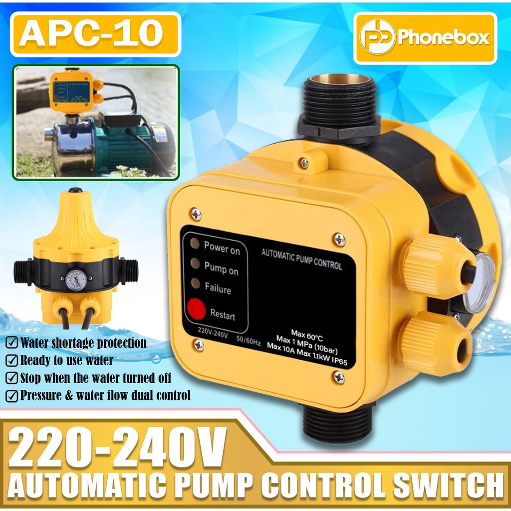 PB Automatic Water Pump Pressure Switch Electric Controller with Gauge ...