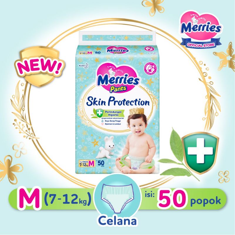 Merries Skin Protection Baby Diaper Pants M50 | Shopee Philippines