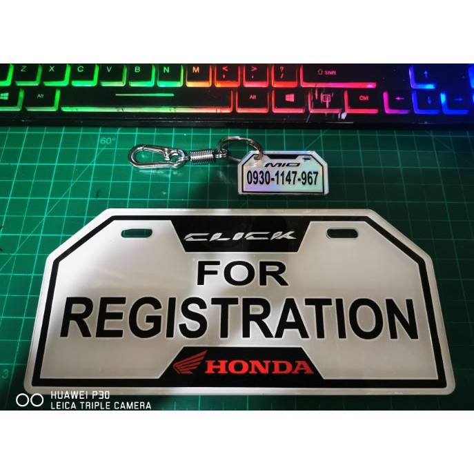 HONDA CLICK FOR REGISTRATION PLATE WITH MINI PLATE HOLOGRAM KEYCHAIN(NO ...