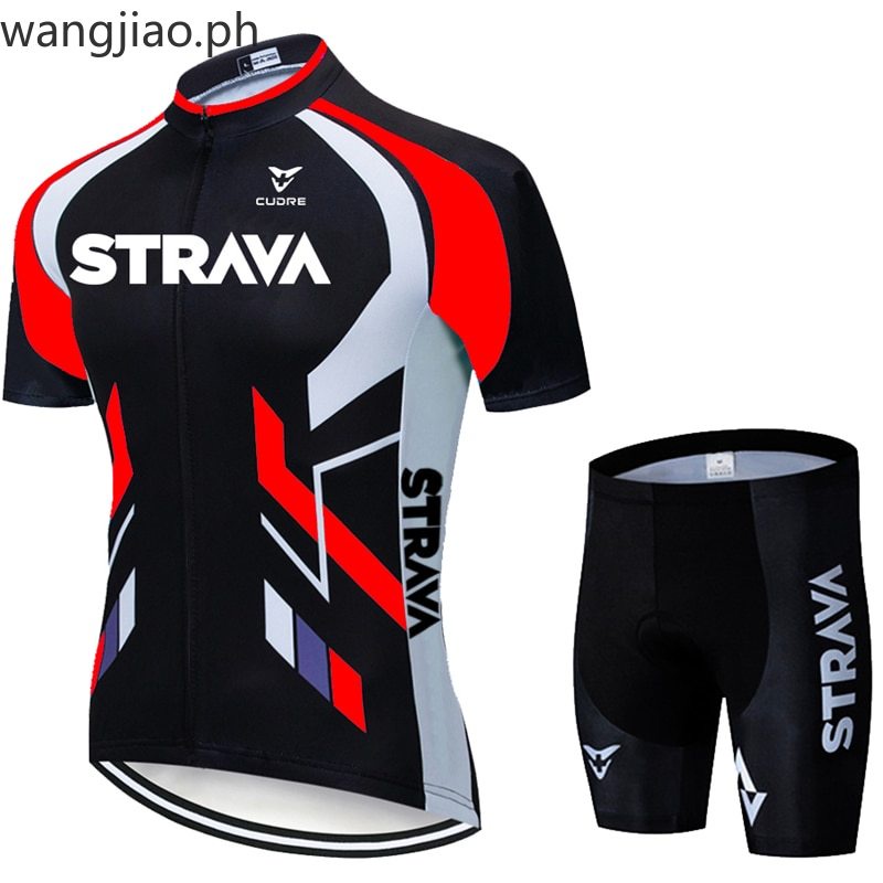 STRAVA Cycling Jersey Set Men's Style Short Sleeves Summer PRO Bicycle ...