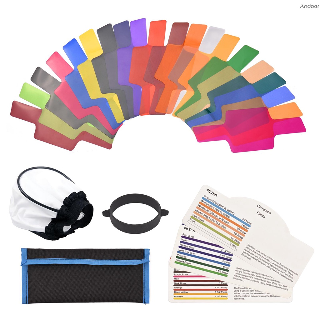 Andoer 20 Pcs/Set Universal Flash Lighting Filter Gels Color Correction ...
