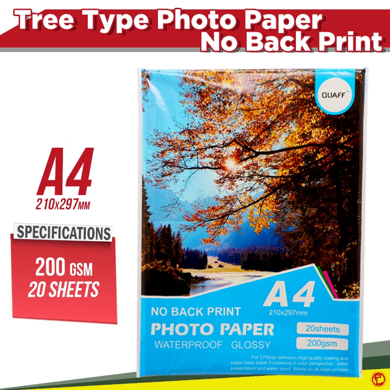Quaff No Back Print Glossy Inkjet Photo Paper A4 200gsm 230gsm 20 Sheets Pack | Shopee Philippines