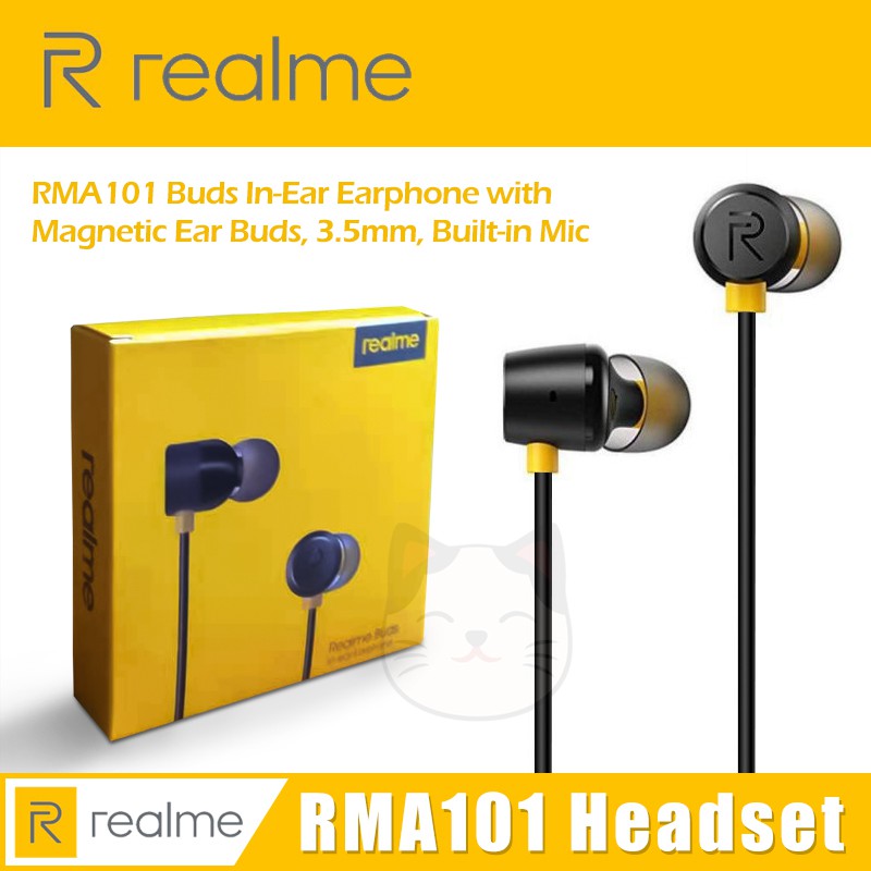 Realme RMA101 Buds In-Ear Earphone with Magnetic Ear Buds, 3.5mm, Built ...