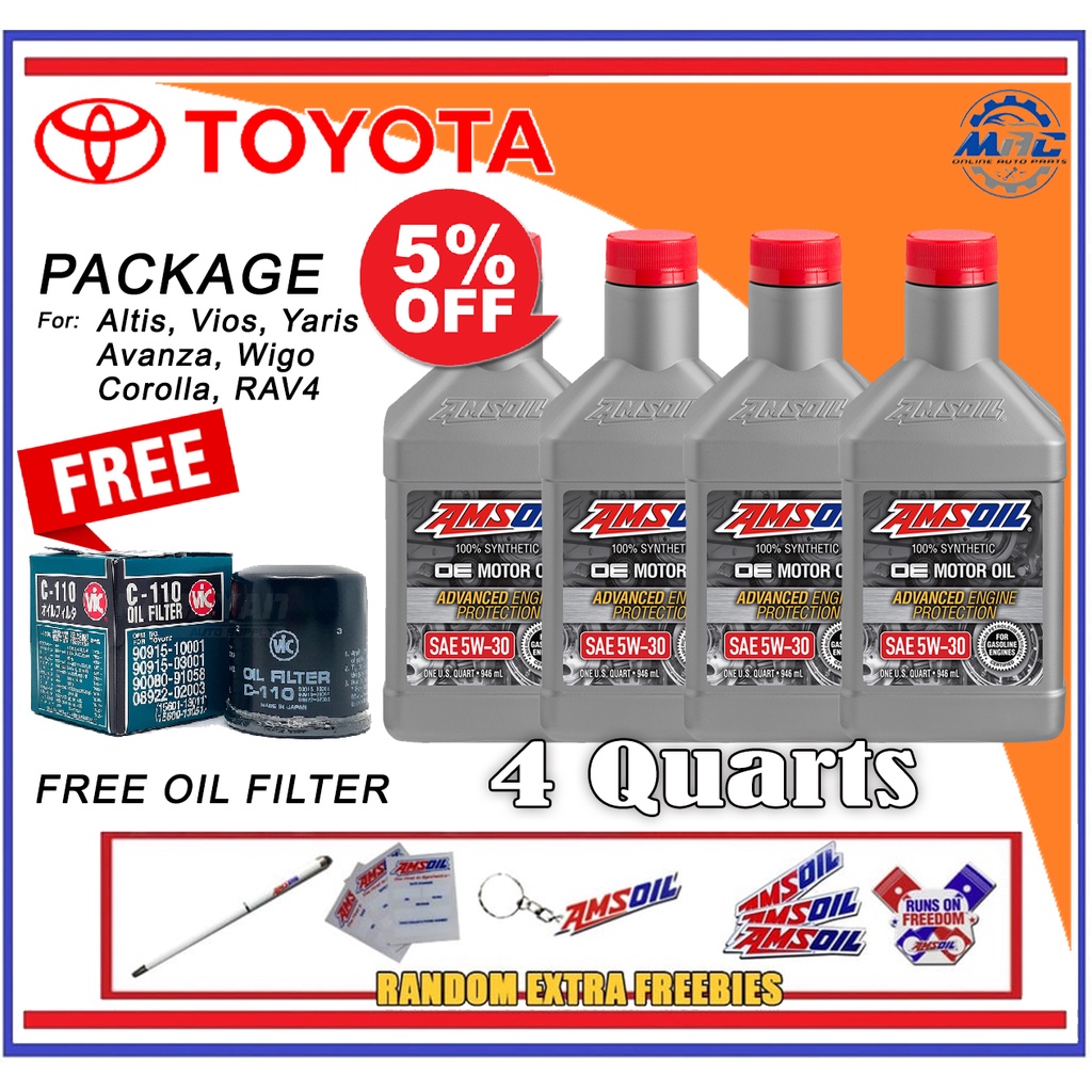 AMSOIL OE Motor Oil 5W-30 5W-40 Fully Synthetic GASOLINE ENGINE oil 4 Quarts Package For TOYOTA ...