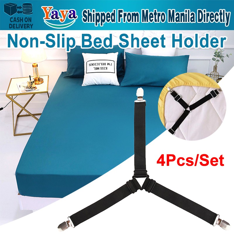 【Fast Delivery】4pcs Slip-On Sheets Metal Sling Bed Sheet Clip ...