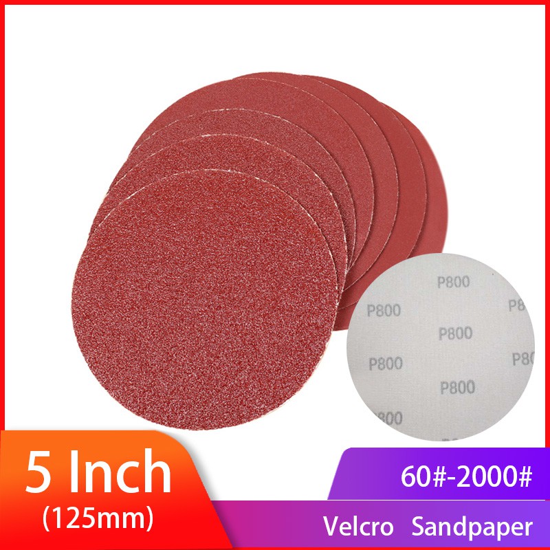20 PCS 5 Inch 125MM Velcro Sanding Sheets Dry Grinding Sandpaper ...