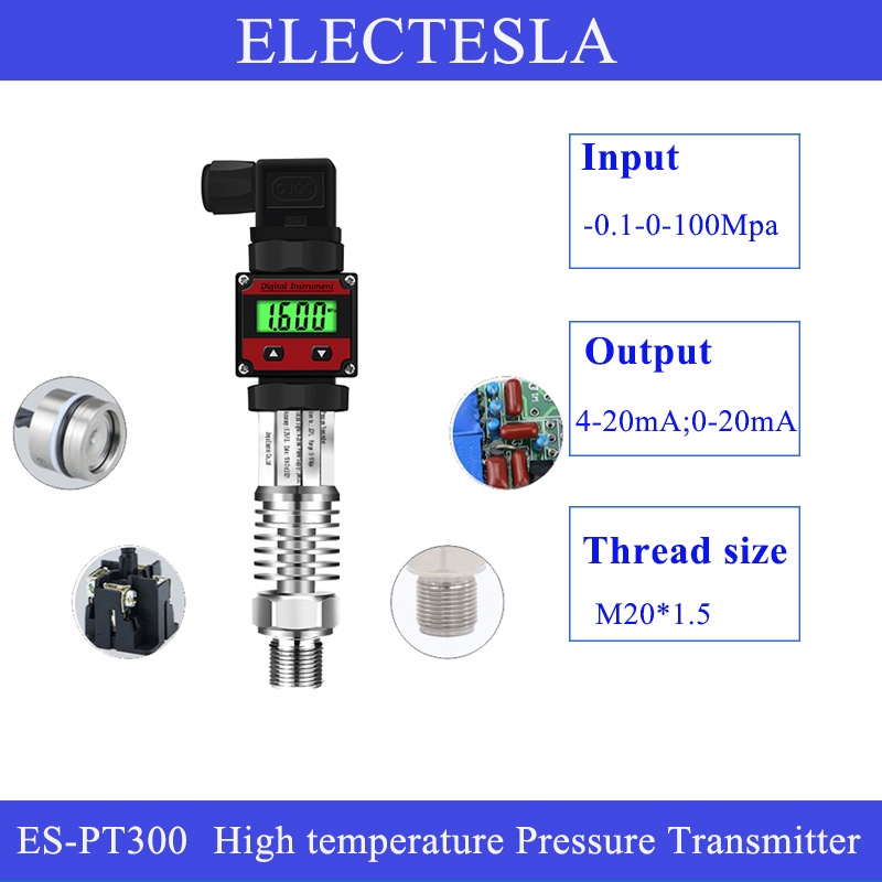 Hot Oil Pressure Heat Pressure Transmitter -0.1-100MPa LCD Display Output 4-20mA Air Liquid Oil ...