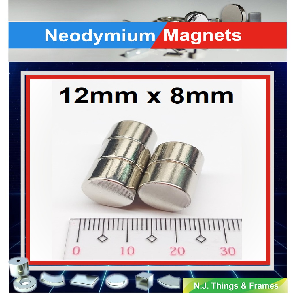 5 pcs N35 12mm x 8mm Neodymium Disc Magnet Super Strong Rare Earth ...