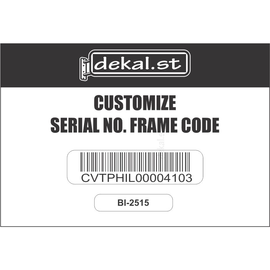bike Customize SERIAL no. frame code sticker (with lamination) | Shopee ...
