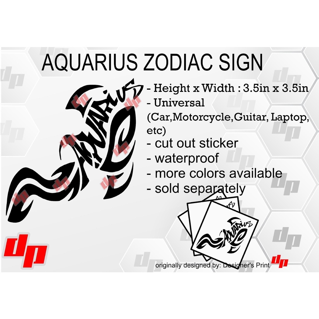 AQUARIUS Zodiac Sign Sticker | Decals for cars, Motorcycle, Guitar ...
