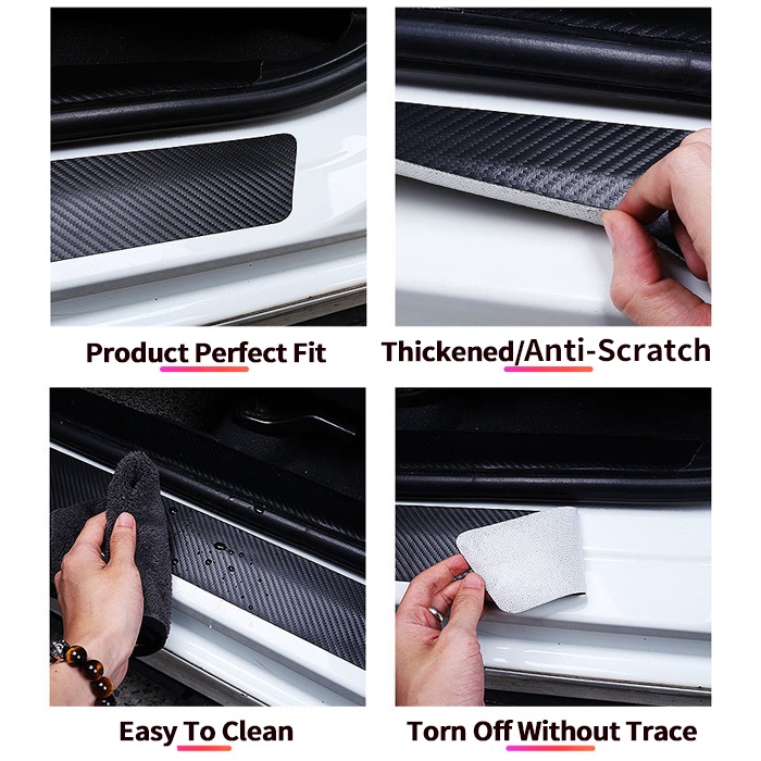 For Fiat Carbon Fiber Car Door Sticker Protector Auto Threshold Strips ...
