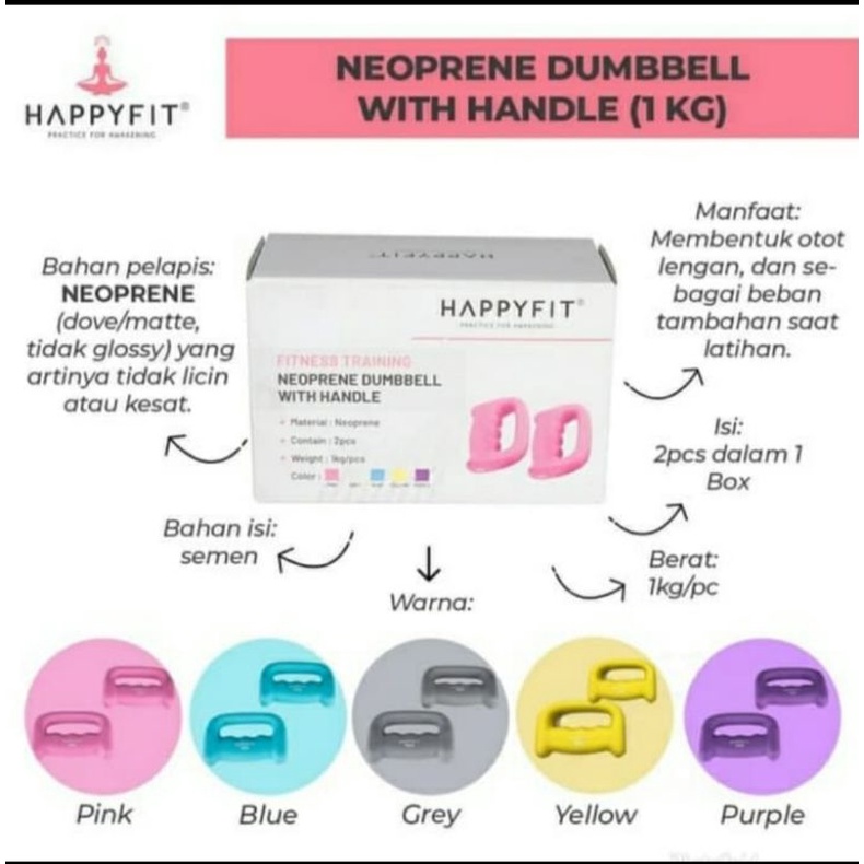 Dumble Barbell Handle 1 kg happy fit Neoprone Original dumbell weight ...