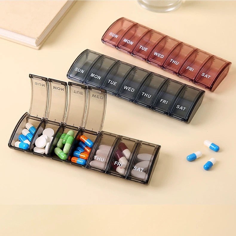 【7-Grids】Portable medicine box 7 days a week rectangular small medicine ...