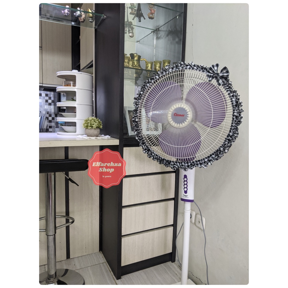 Fan COVER / RUFFLE Fan Headband with Gingham Square Motif, Contemporary ...