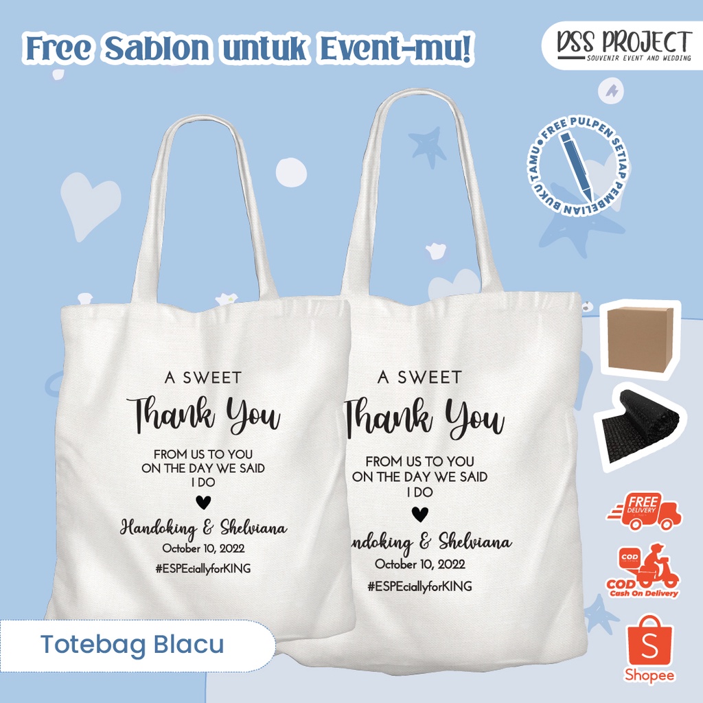 Souvenir Goodie Bag Totebag Blacu Tote Bag Present For Event Wedding ...
