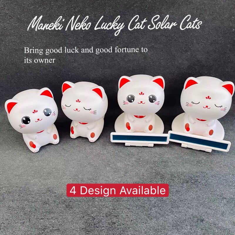 Feng Shui Lucky Cat Maneki Neko Solar Cat Wealth Cat Good Luck for Car ...