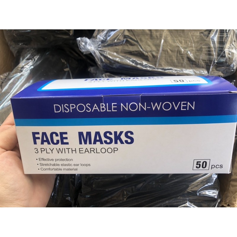 Face mask black 50pcs/box | Shopee Philippines