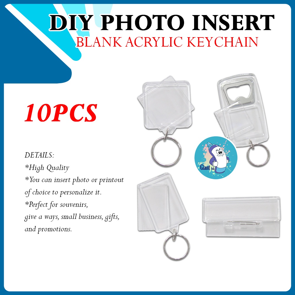 Acrylic Keychain giveaways photo frame insert DIY Design 10pcs | Shopee ...