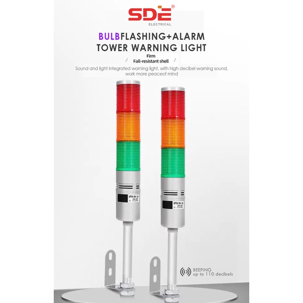 SDE LED FLASHING+ALARM TOWER WARNING LIGHT | Shopee Philippines