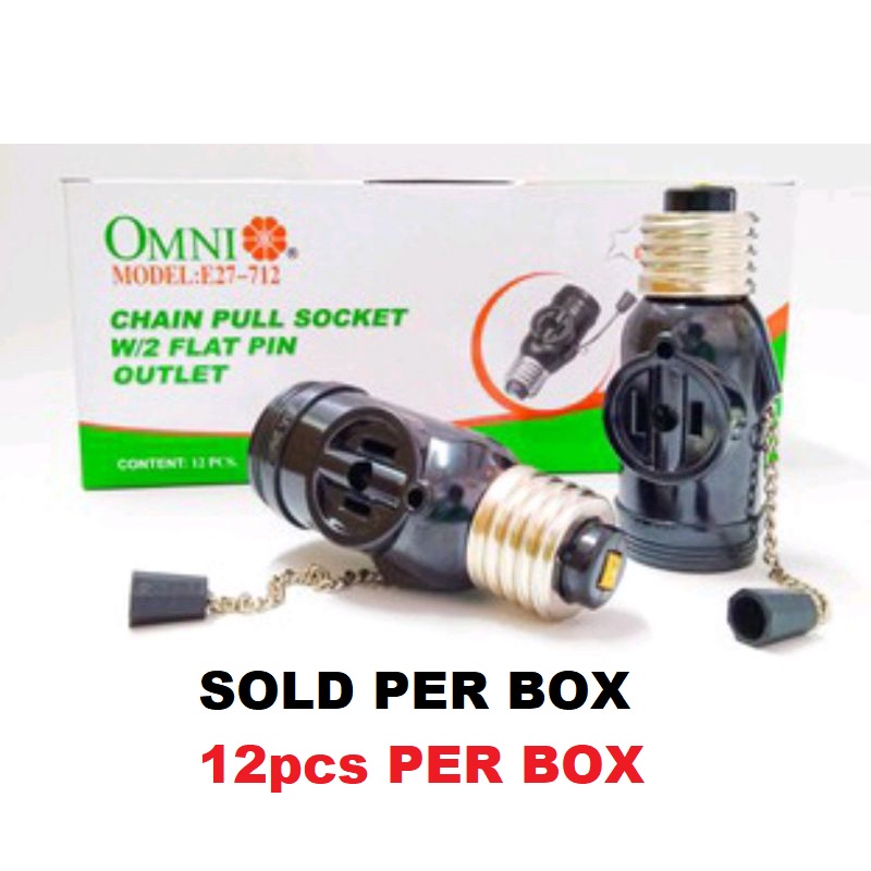 OMNI Chain Pull Socket with 2-Flat Pin Outlets 3A 250V - E27-712 (SOLD ...