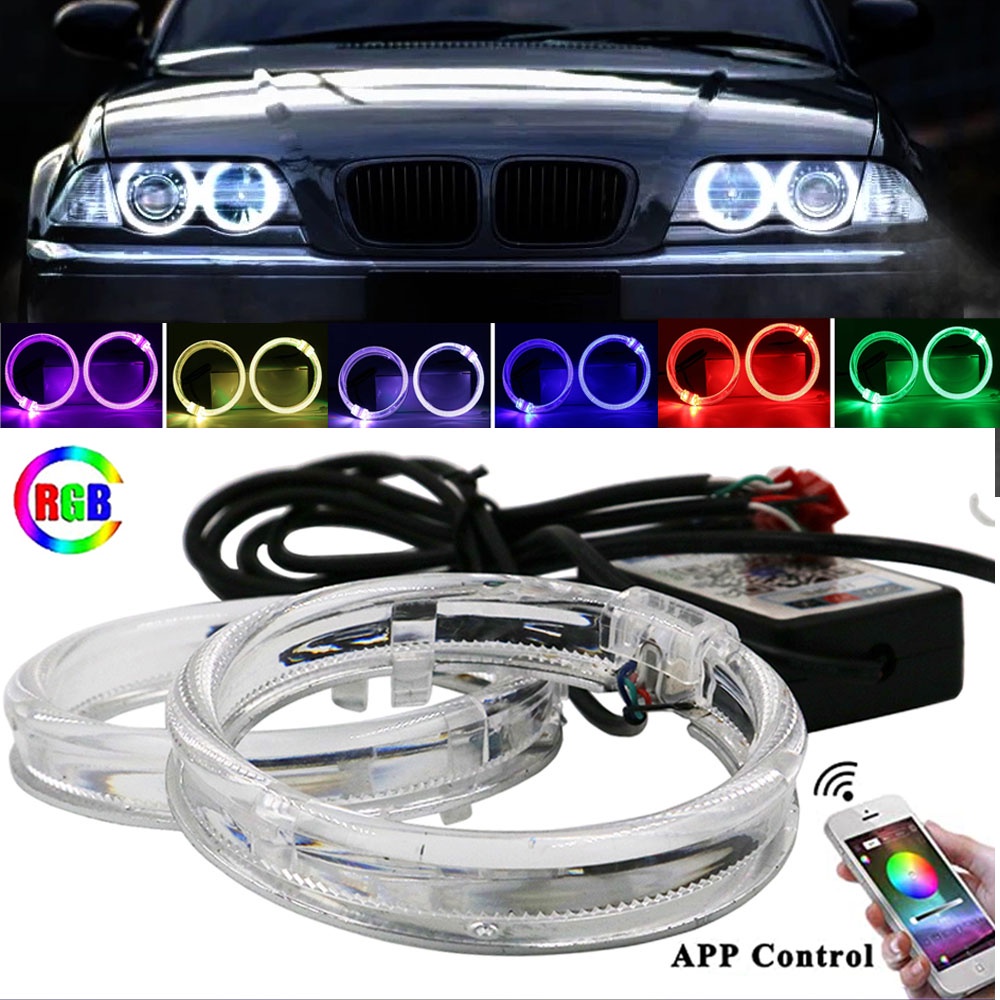 1set RGB LED Halo Rings Light Phone iOS Android App Control Car Angel ...