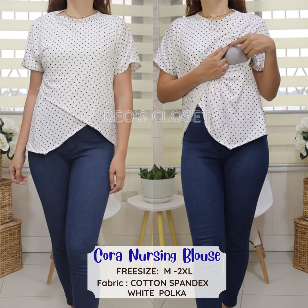 CORA Nursing Breastfeeding Blouse FREESIZE FITS MEDIUM TO XL | Shopee ...