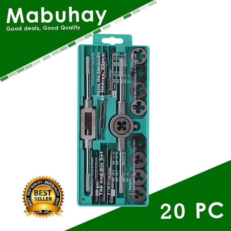 20 PC Tap and Die Set Metric Hand Threading Tool | Shopee Philippines