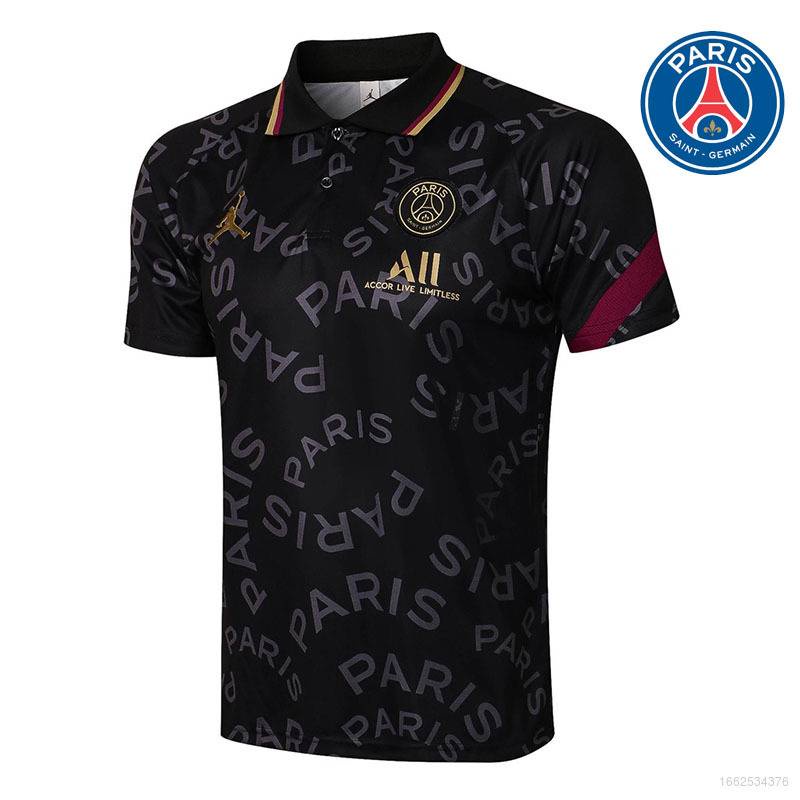 Hot 21-22 PSG Black POLO Football Jersey Tshirt Training Wear Sports ...