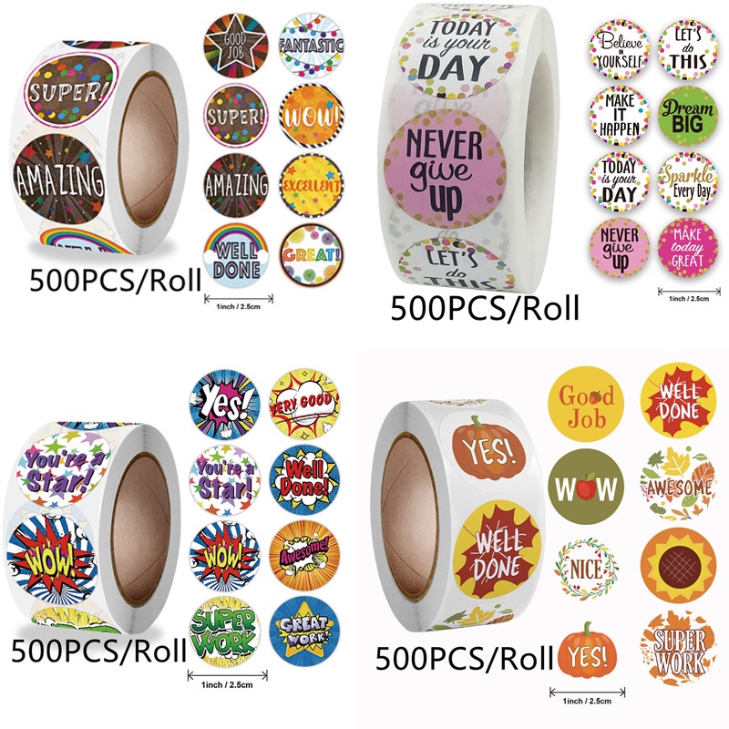 500pcs Inch(25mm) Reward Stickers Encouragement Sticker Roll for Kids ...