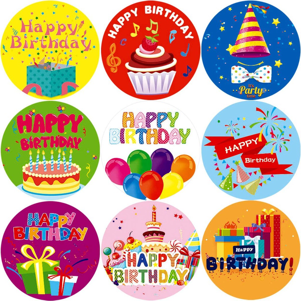 Happy Birthday Stickers for Kids 500Pcs Per Roll Party Supplies School ...