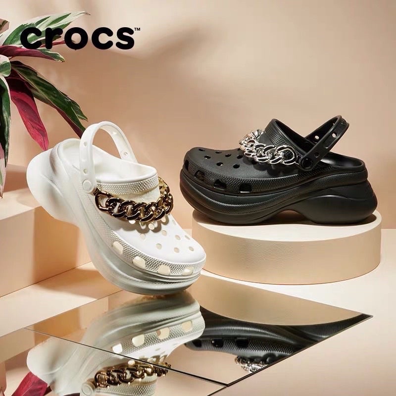 Crocs Bae Clogs for Women Wedge with gold chain (BIG SIZE) | Shopee ...