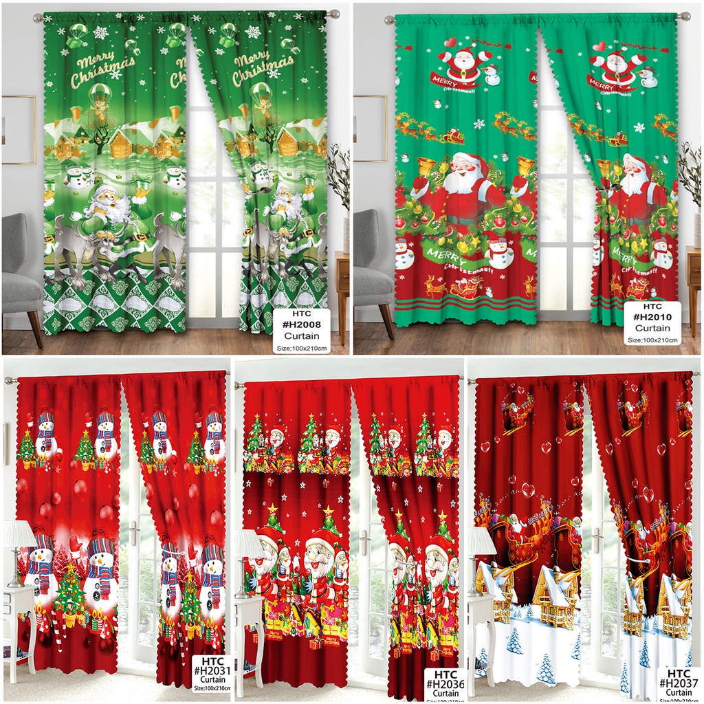 Christmas Decor Kurtina Party Curtains for Windows Door Red Green ...
