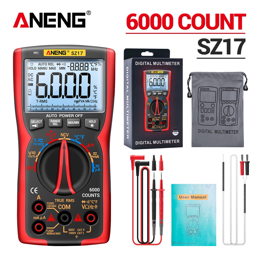 Aneng Sz17 Digital Multimeter 6000 Profesional True Rms Analog Tester ...