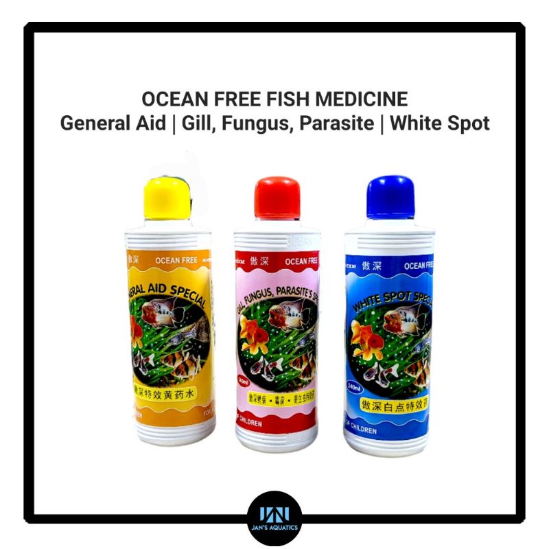 Ocean Free Fish Medicine General Aid White Spot Parasite Fungus 240ml ...