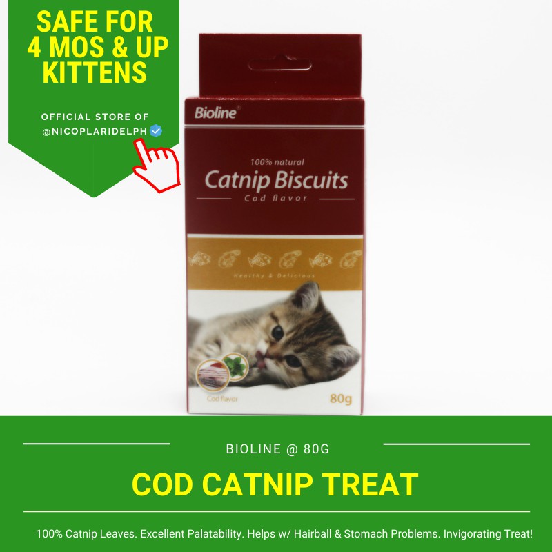 Bioline Catnip Invigorating Biscuits - Cod Flavor Made With 100% ...