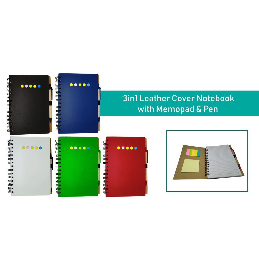 3in1 Ecofriendly Leatherette Notebook with MemoPad & Pen NB-915 ...