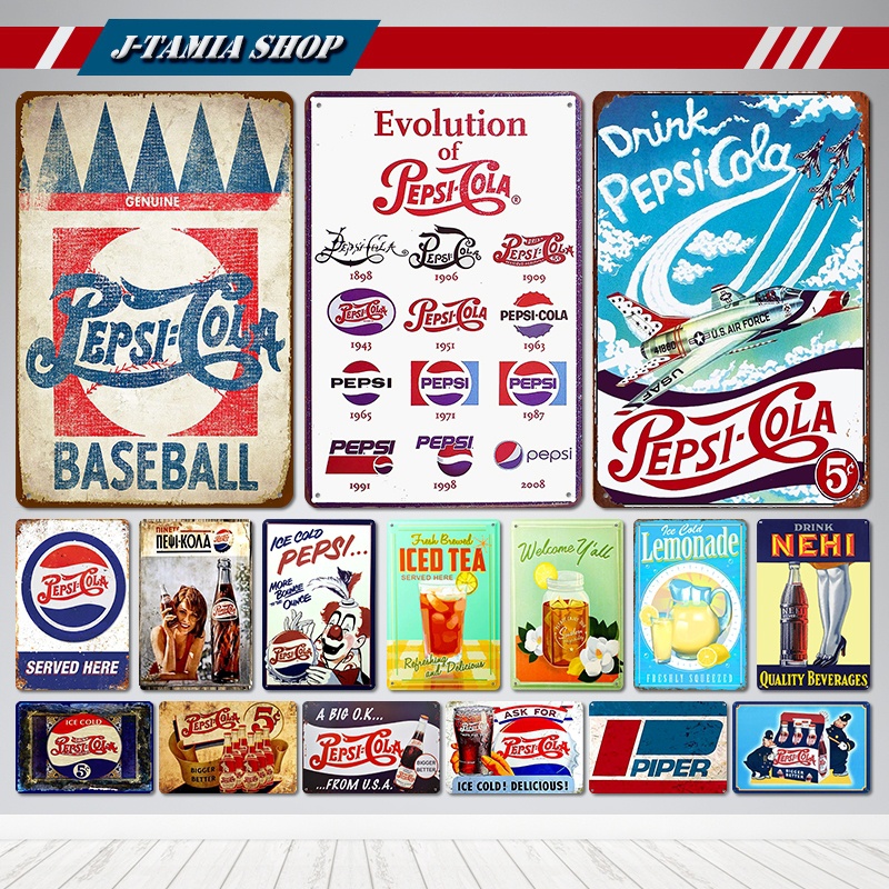 Baseball Pepsi Cola Metal Painting Poster Stickers Vintage Tin Sign ...