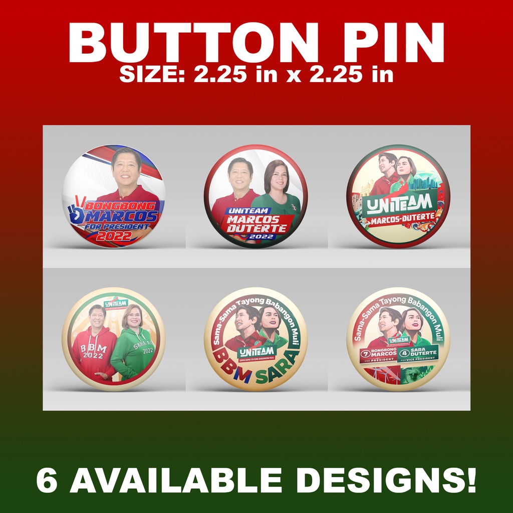 BBM Button Pins Bong Bong Marcos Sara Duterte 2022 Presidential ...