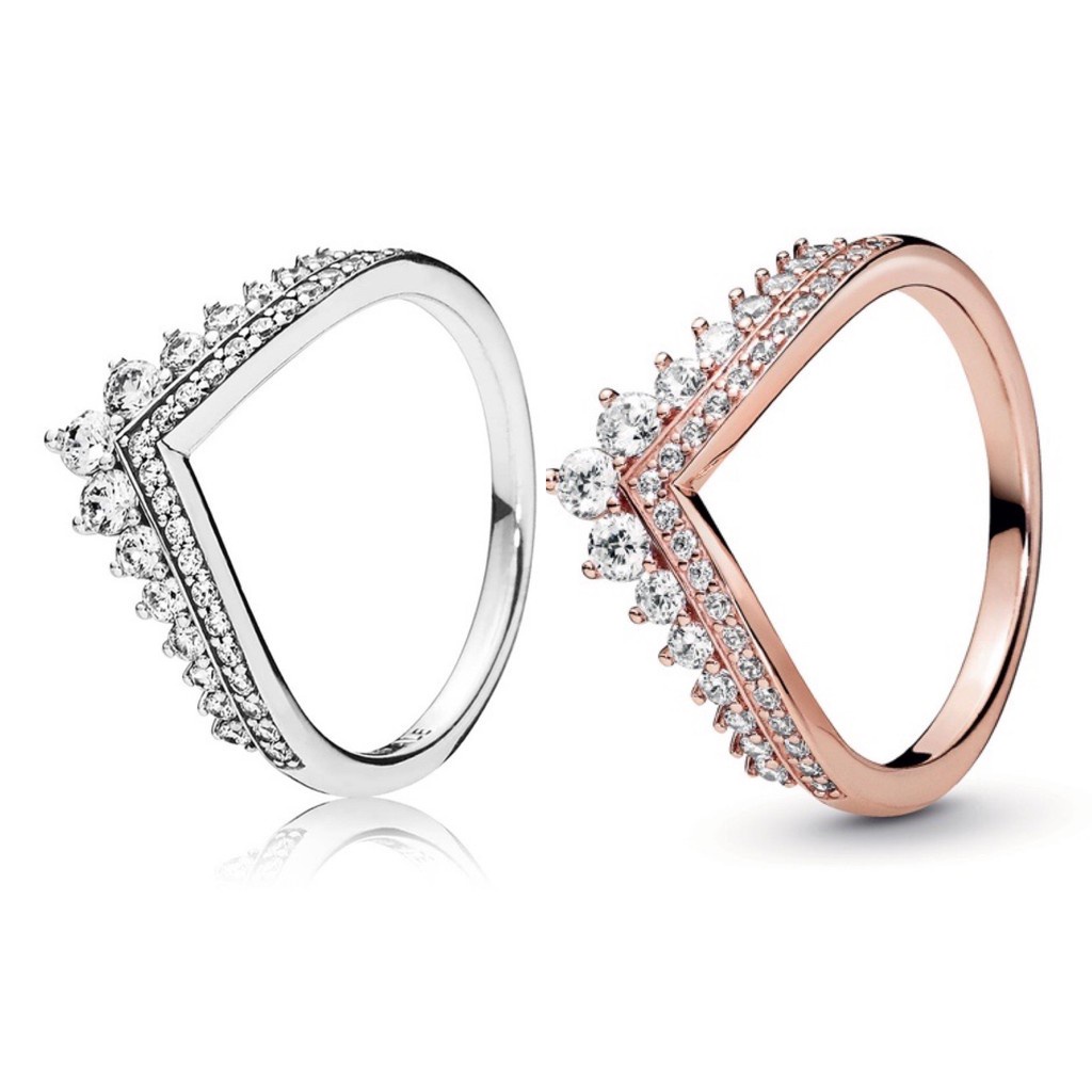 Rose Princess Wishbone Silver/Rosegold Ring PR077 charm ring q925 ...