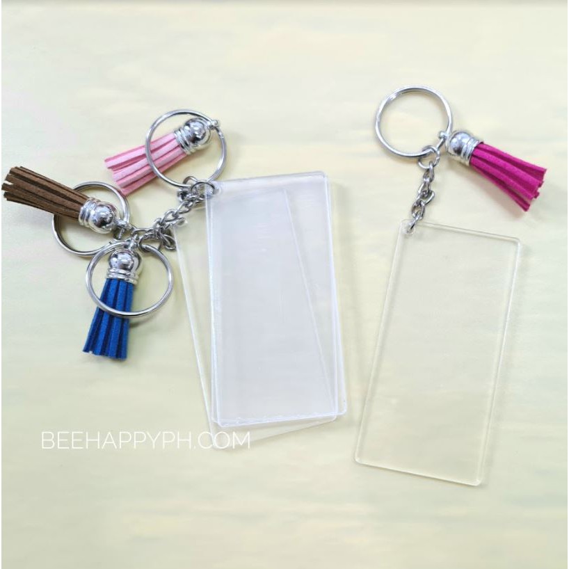 Rectangle Blank Acrylic Keychain w/ Tassel (2.3mm thick) | Shopee ...