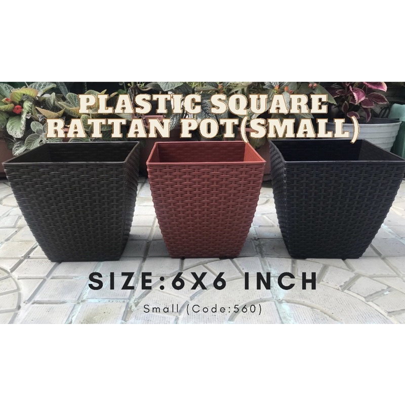 Plastic Square Rattan Pot (Small / 6x6 inch) | Shopee Philippines