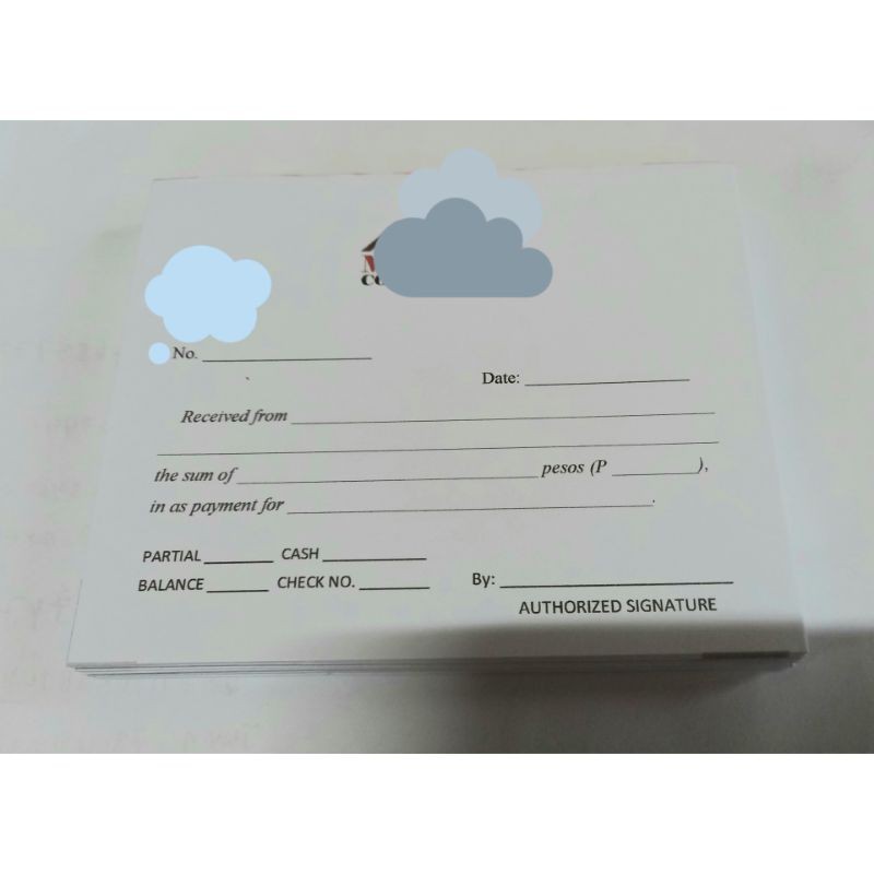 customized acknowledgement receipt. 1/6 apartment rental form. non tin ...