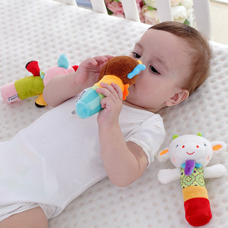 Baby Rattles Mobiles Rattle Ring Bell Toys Plush Animal Hand Bells Toy ...